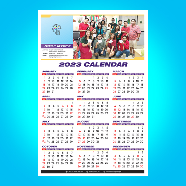 Wall Calendar (One Side) - Click to Print