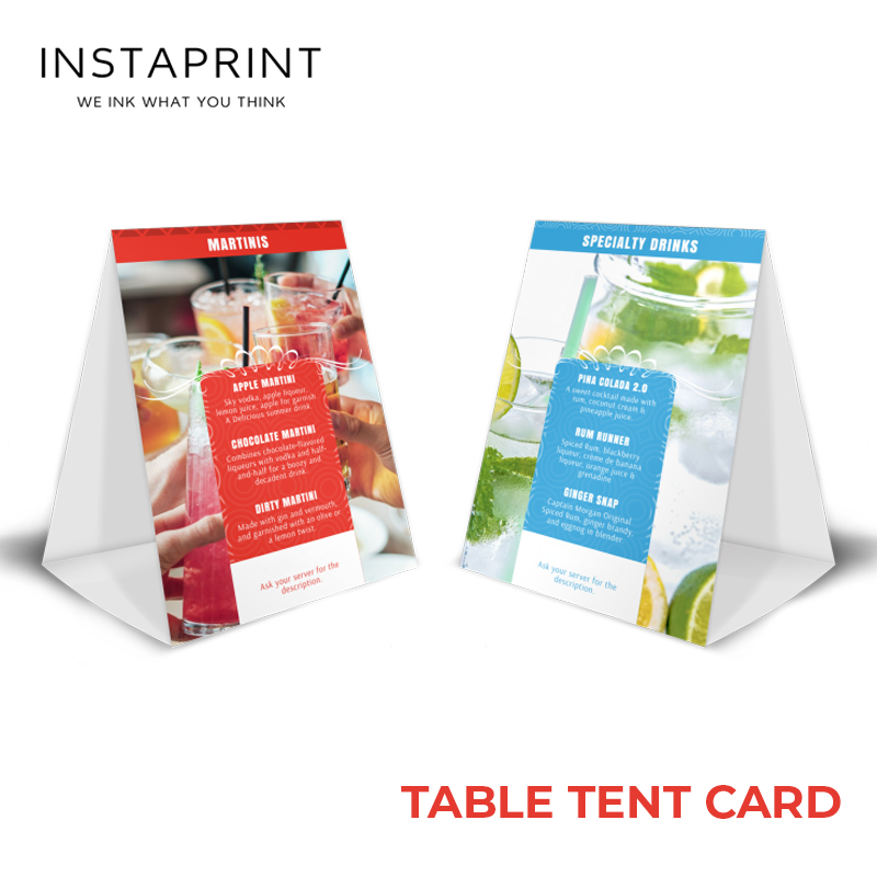 Two-Side Table Tent Card Printing in Dubai | Instaprint UAE