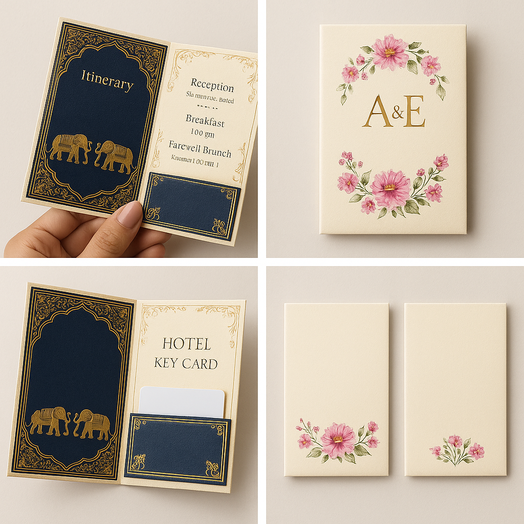 Explore Custom Luxe Texture Itinerary Card with Key Slot Templates ...