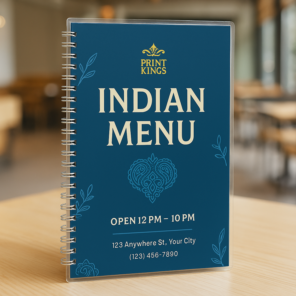 Hard Laminated in Wire o Binding Menu Cards - printkings.com