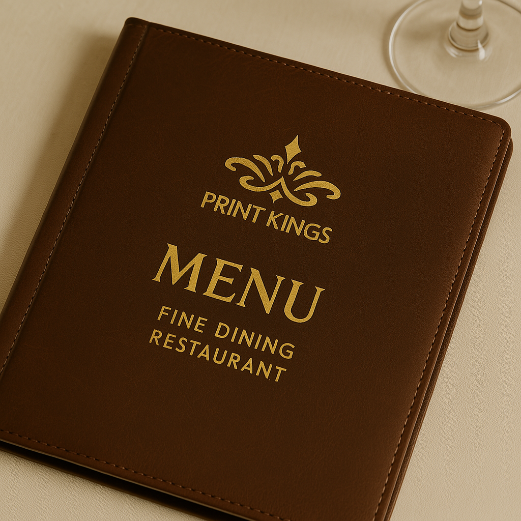 Leather Cover menu card with customisation - printkings.com
