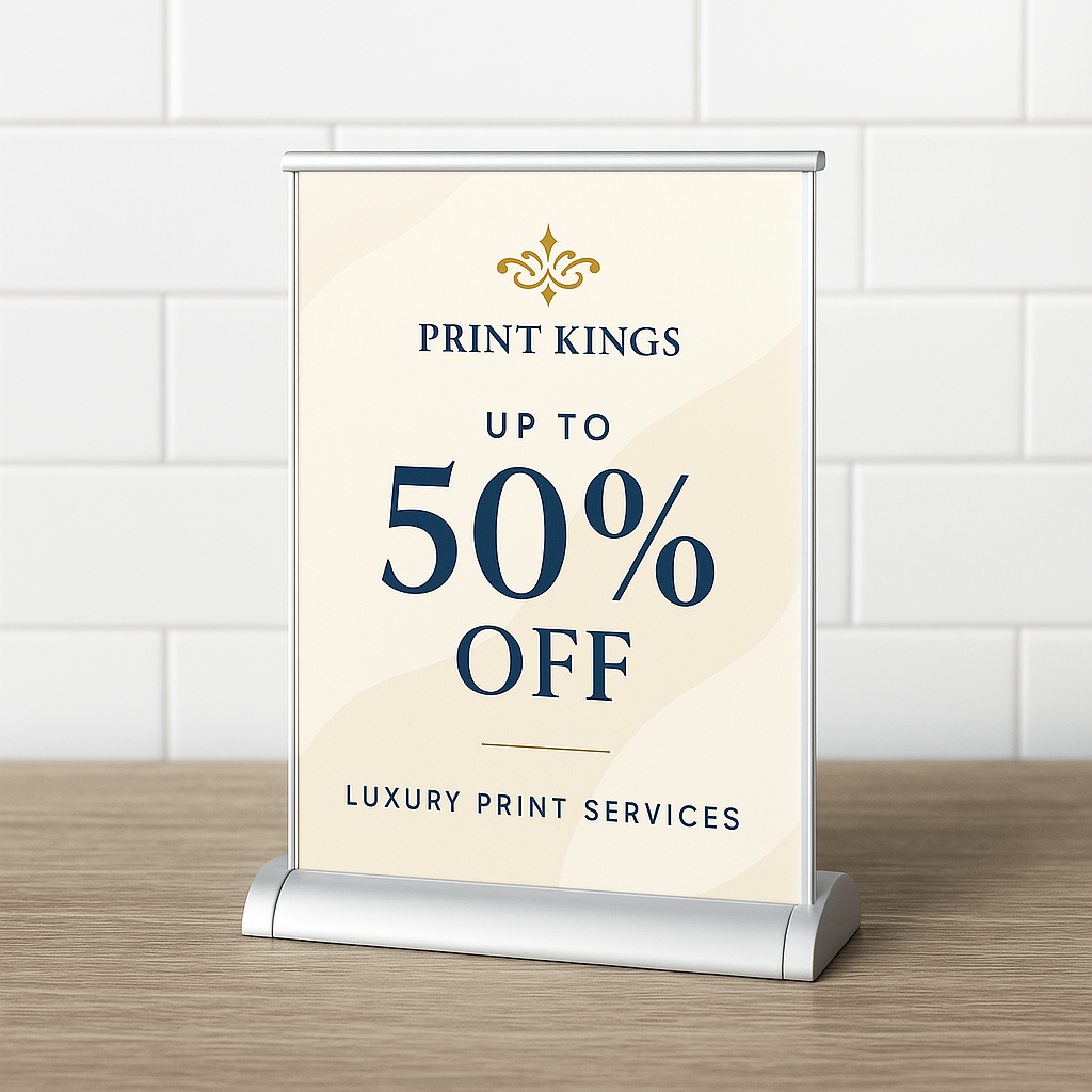 Browse Design - table top standees - printkings.com