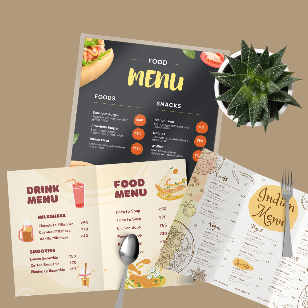 Custom Menu Cards - Printo Document Services Private Limited