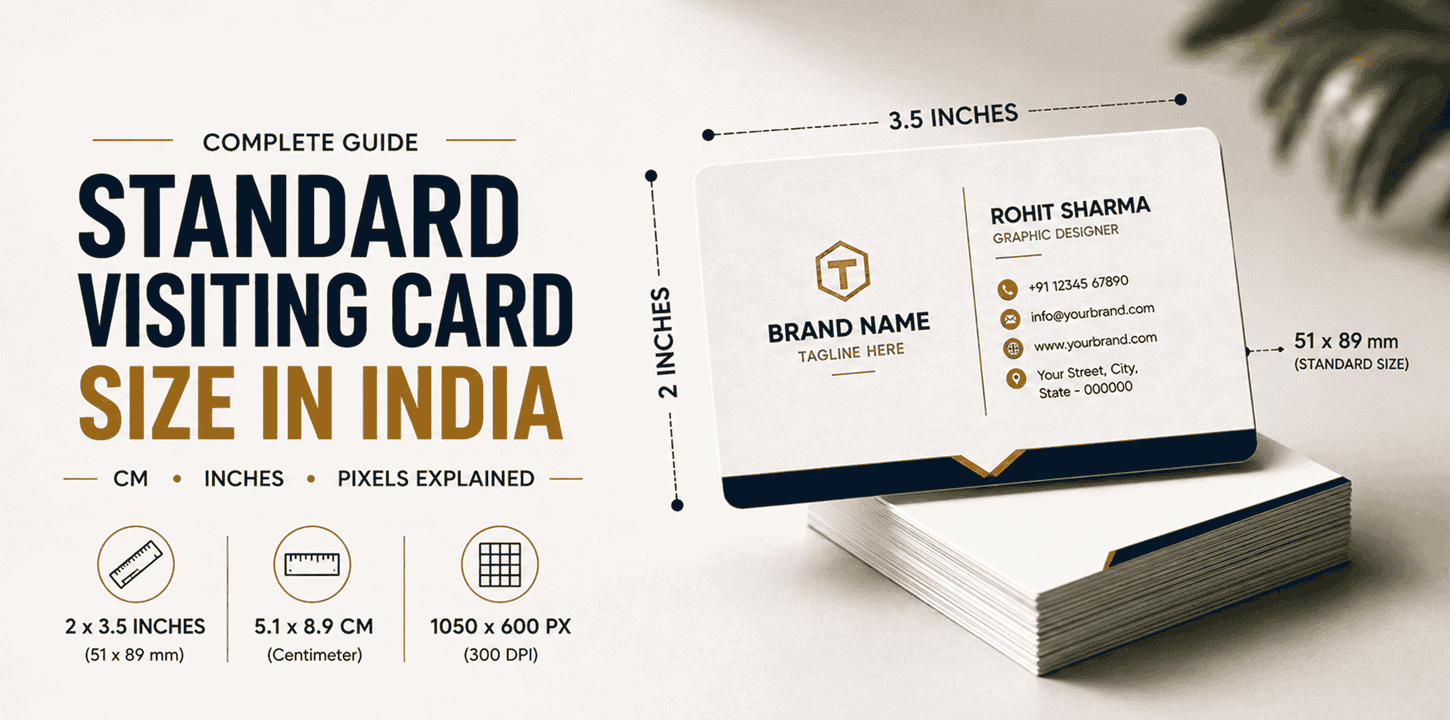 Standard Visiting Card Size in India (CM, Inches, Pixels) – Guide