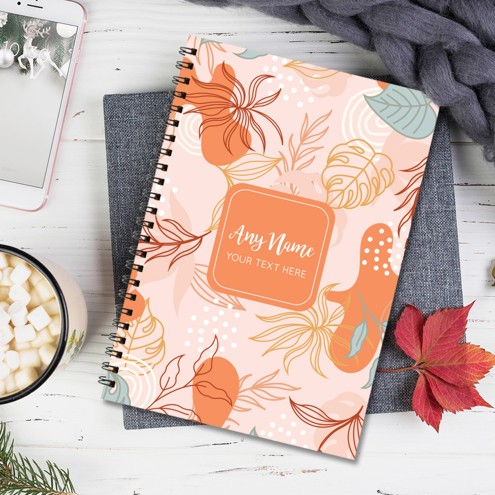 Personalised Notebook - Leaf Pattern