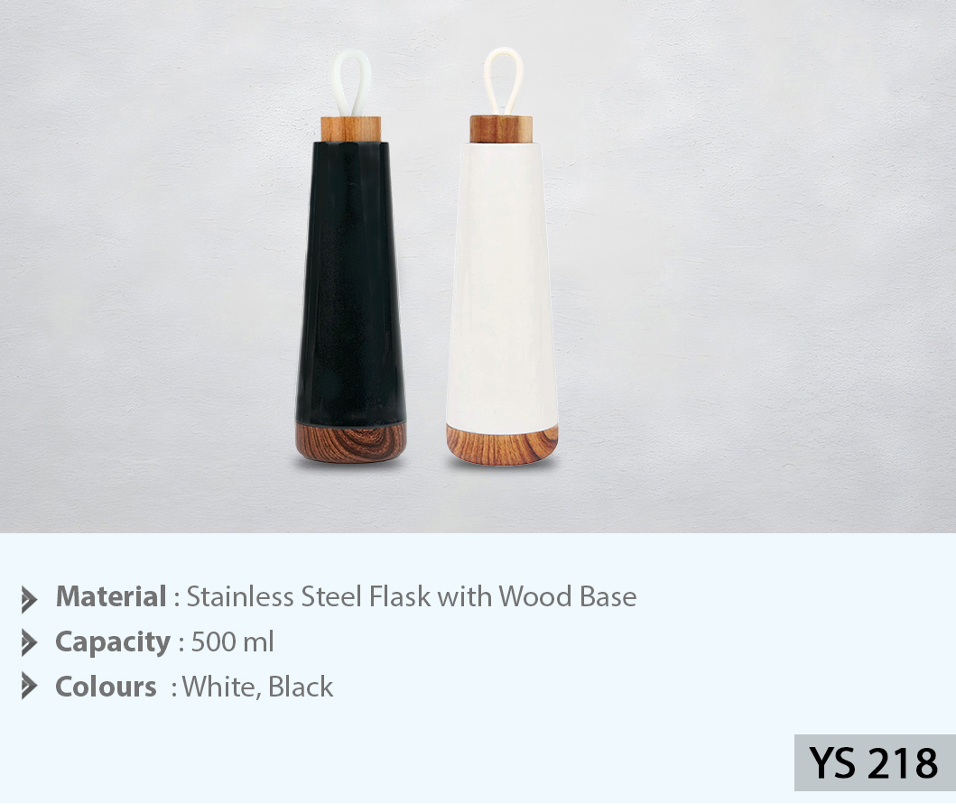 Crest Flask with Wood Base - Wee Print